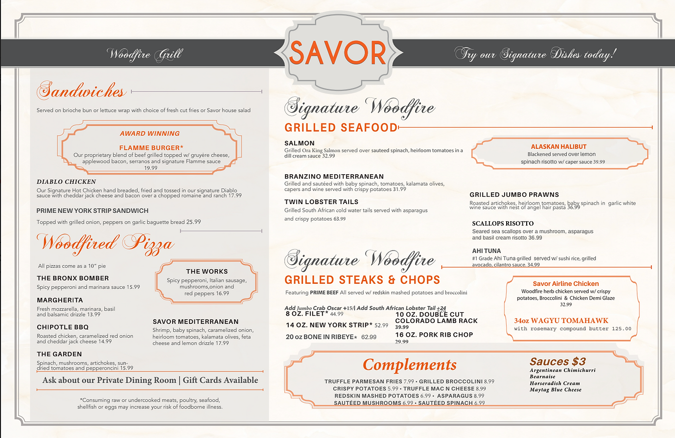Menu - Savor Restaurant in Carmel, IN