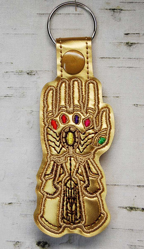 Infinity Gauntlet gold snap tab key fob | Dale Rae Designs