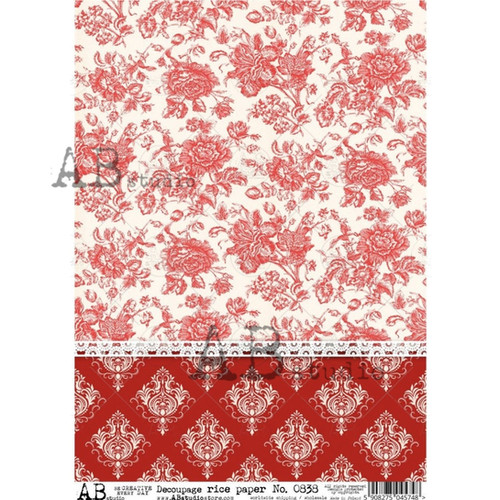 2459-A4 Red Toile Rice Paper A4 0838 | Vintage Retail