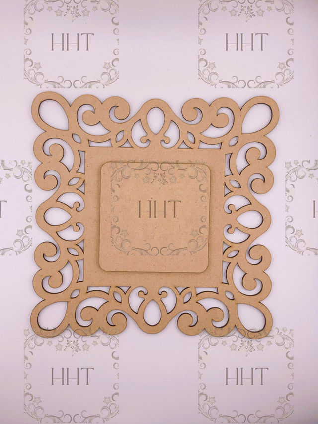 MDF Plaque 0022 Square Plaque with center Overlay, 2 pieces | Vintage ...