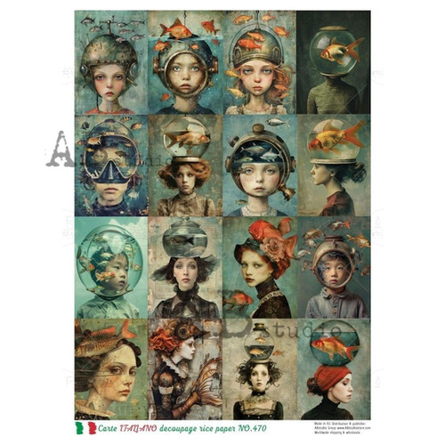 3529B-A4 Rice Paper - Faces | Vintage Retail