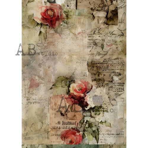 2785-A4 Wall Rose Florals A4 Rice Paper | Vintage Retail