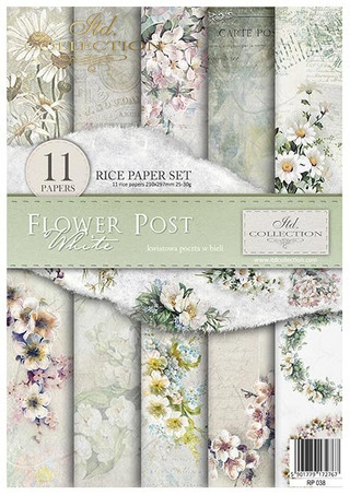 2627-A4 Rice Paper Pack Flower Post White | Vintage Retail