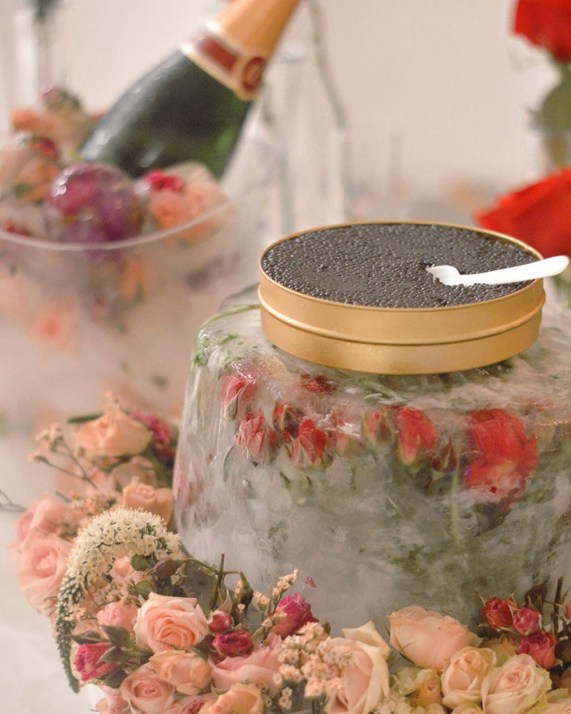 FLORAL ICE CAVIAR DISPLAY