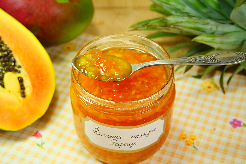 Confiture ananas-mangue-papaye