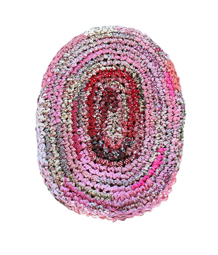 Amish Knot Rug Cotton Fabric in Pink and Red Colored Crochet Pattern ...