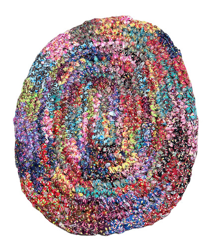 Amish Knot Rug Cotton Fabric in Multi Colored Floral Crochet Pattern ...