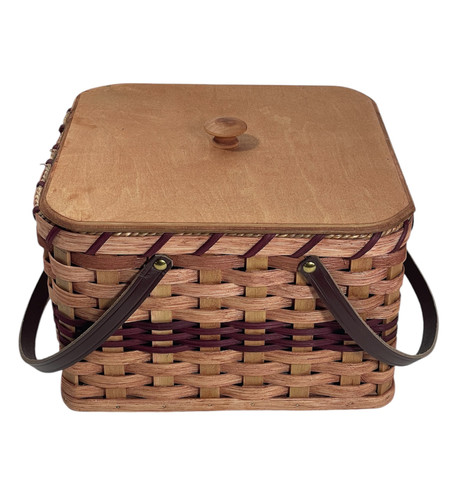 Amish Double Pie Carrier Gingerich Style Basket With Leather Handles ...