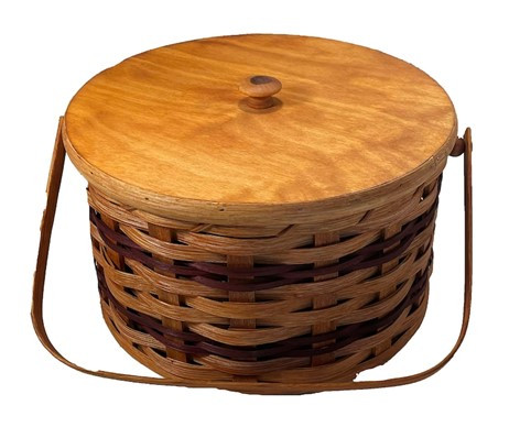 Amish Handmade Round Double Pie Basket Solid Oak Bottom, Tray, Swinging ...
