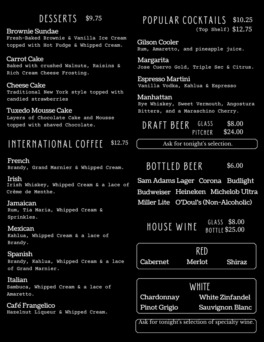 MENU | gilsoncafecinema