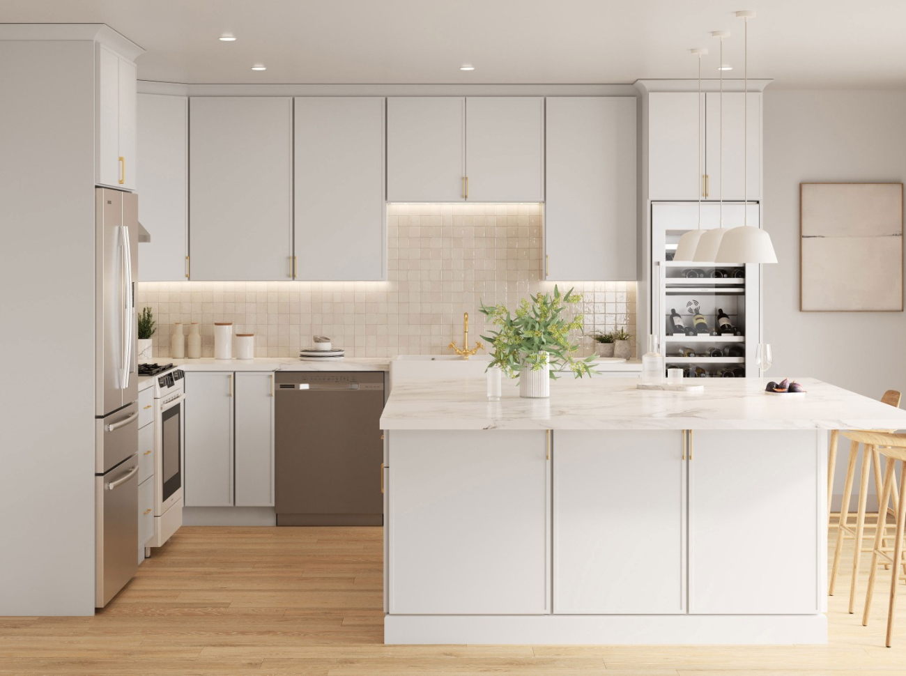 Cloud White Slim Shaker Cabinets | Gulf Coast Cabinetry