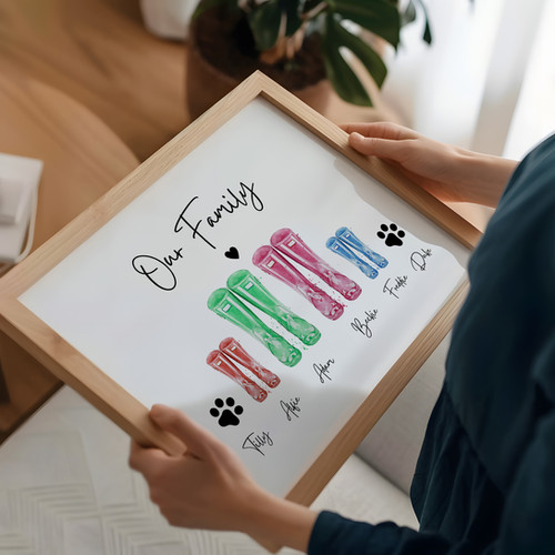 Personalised Family Wellies Print | UK Print Studio
