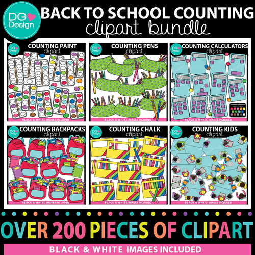 BACK TO SCHOOL COUNTING CLIPART BUNDLE | Damm Good Design