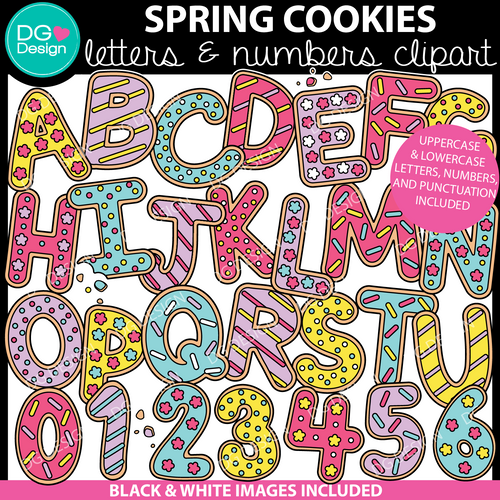 SPRING LETTERS AND NUMBERS COOKIE CLIPART | Damm Good Design