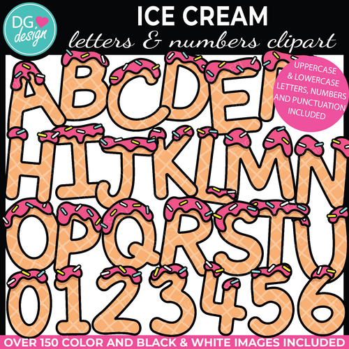 ICE CREAM ALPHABET & NUMBERS CLIPART | Damm Good Design