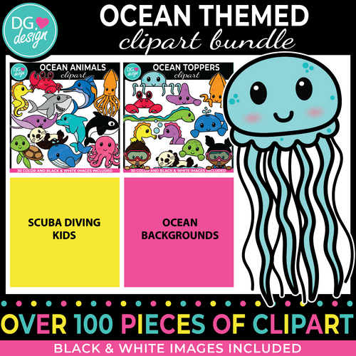 OCEAN THEMED CLIPART BUNDLE | Damm Good Design