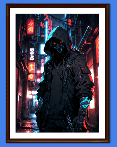 Cyberpunk Ninja Poster Print | AI Art Kingdom
