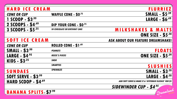 Dreamland Diner | Menu
