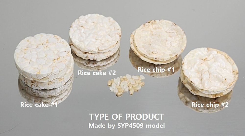 Puffed rice cakes and popped chips produced by SYP4509 model