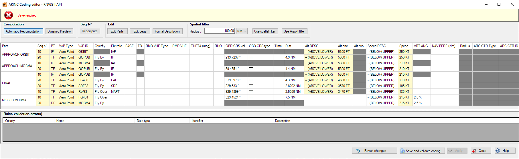 Instrument Flight procedures coding (ARINC424)