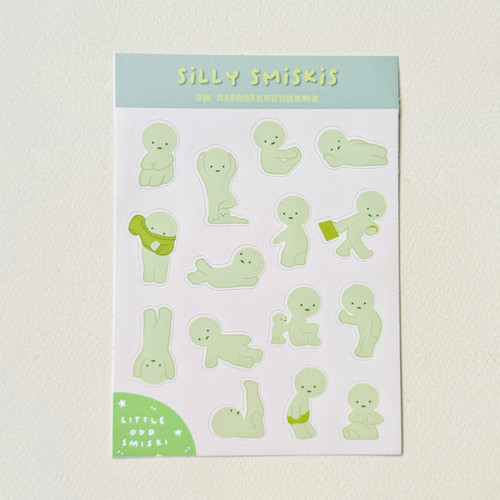 silly smiski sticker sheet | Little Odd Gems