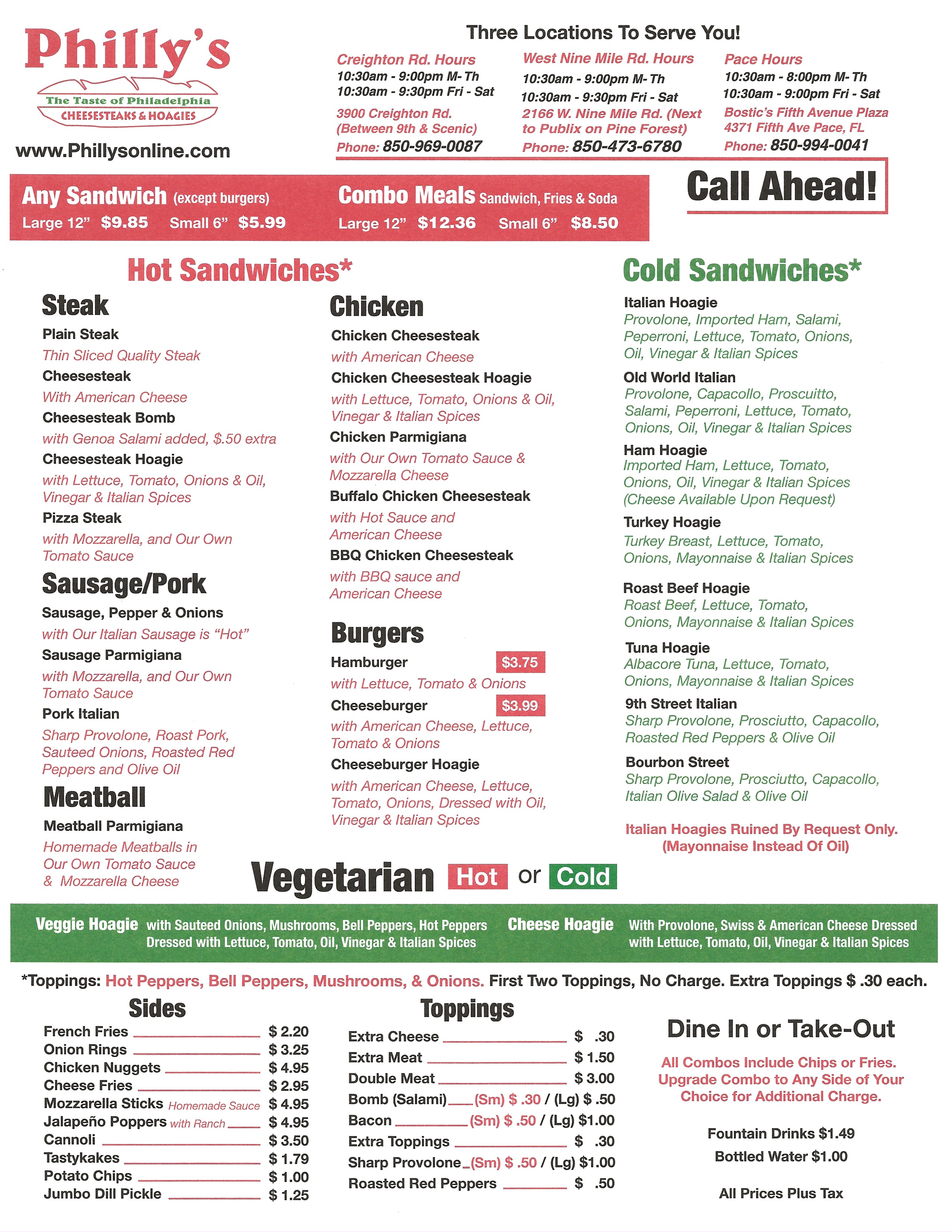 Philly's Cheesteaks & Hoagies | Pensacola | PhillysOnline.com