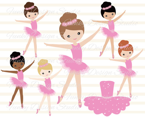 Pink Ballerina Girl Digital Clip Art Pink Ballet Dancer | Mysite