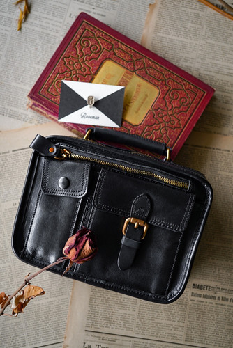 HEATHER LEATHER BAG - BLACK | ROSEMANCLUB.COM