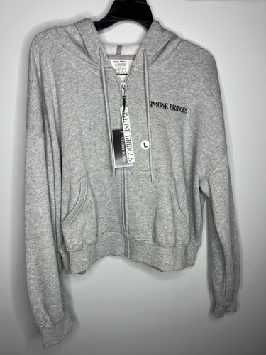 SIMONE BRIDGES- Grey Hoodie with Black Signature Embroidery | SIMONE ...
