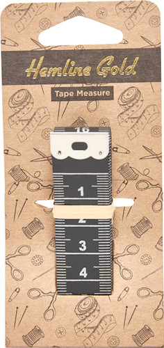 Hemline gold tape measure- black