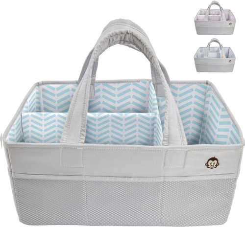 MIGHTY MONKEY Oversized Stain Resistant Baby Diaper Caddy Organizer ...