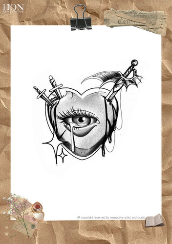 Sacred Heart Tattoo Flash #2 | Hon Tattoo Studio