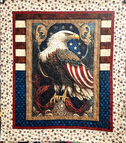 PATRIOTIC Eagle Panel Quilt Kit W/ Backing 46" x 52" American Spirit ...