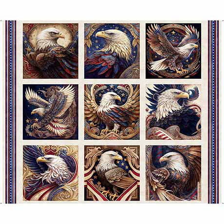 AMERICAN SPIRIT PATRIOTIC EAGLE PANEL 36in x 42" 30125E Tan QT Fabrics ...