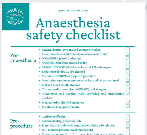 Anaesthesia checklist | Veterinarynursehub