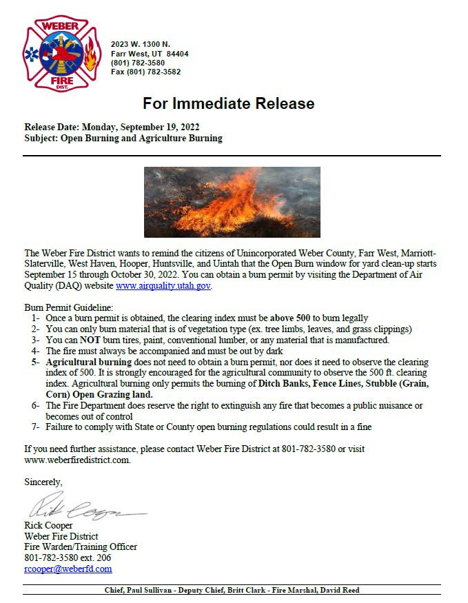 Fall 2022 Open Burn Info