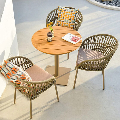 Outdoor Dining with Rope design Chair | Rustic Green Home