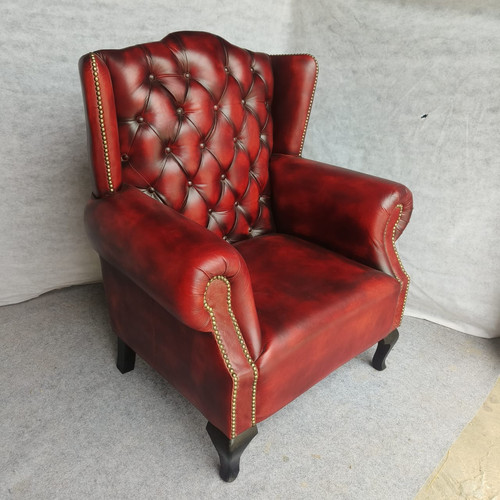 Leather wing chair | Rustic Green Home