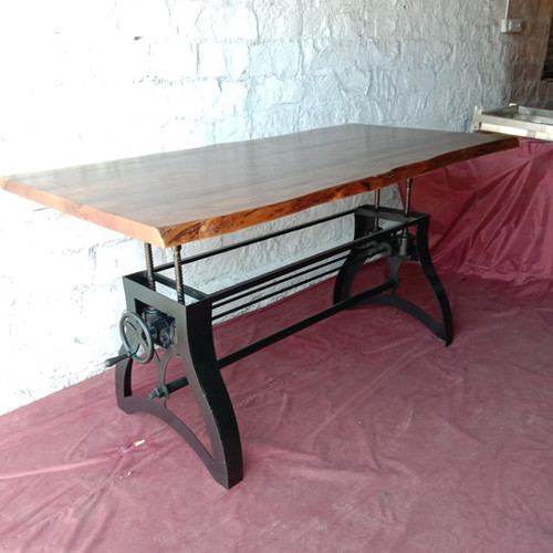 Industrial UX live edge crank dining table | Rustic Green Home