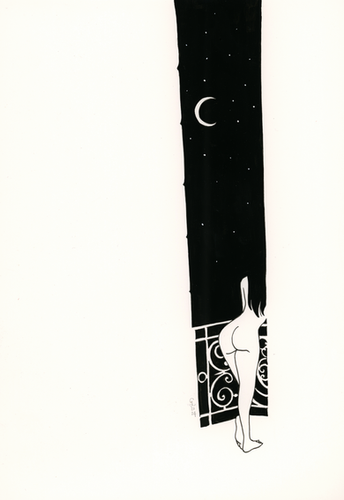 Dessin original La Nuit - Petites Luxures | un jour une illu