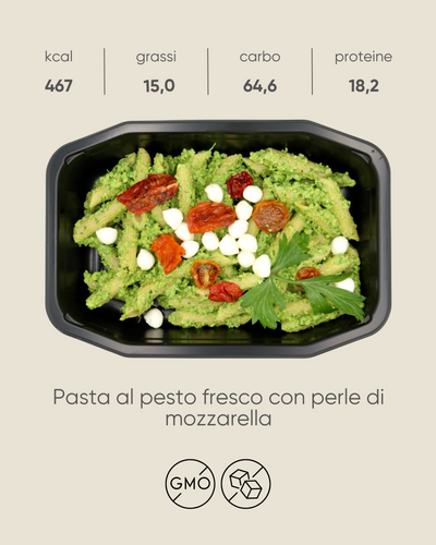 Pasta al pesto fresco con perle di mozzarella | Wondermeal