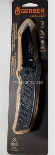 Gerber Swagger Knife, Partially Serrated, 3.25” Drop Point, Pocket Clip ...
