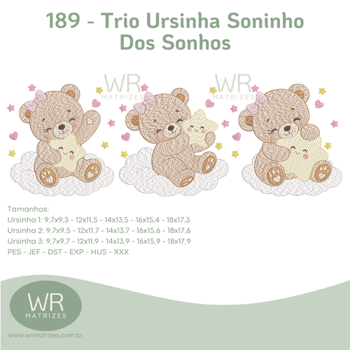 189 - Trio Ursinha Soninho Dos Sonhos | WR Matrizes