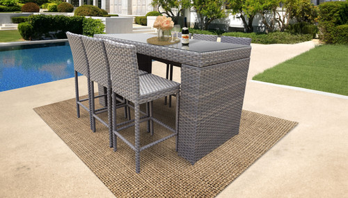 055 Bar Table Set With Barstools 7 Piece Outdoor Wicker Patio Furniture ...