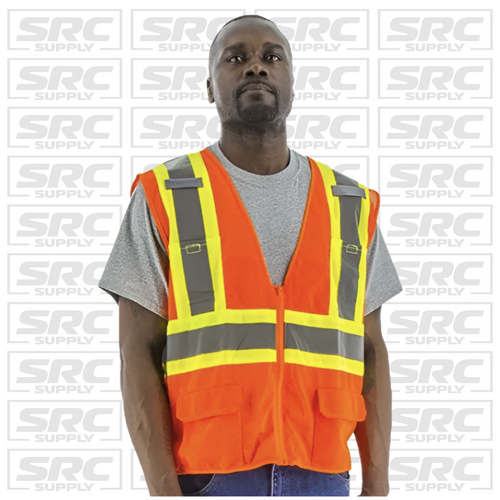 MAJESTIC® ORANGE HI-VIZ MESH VEST W/ DOT STRIPING ANSI 2 SAFETY VEST ...