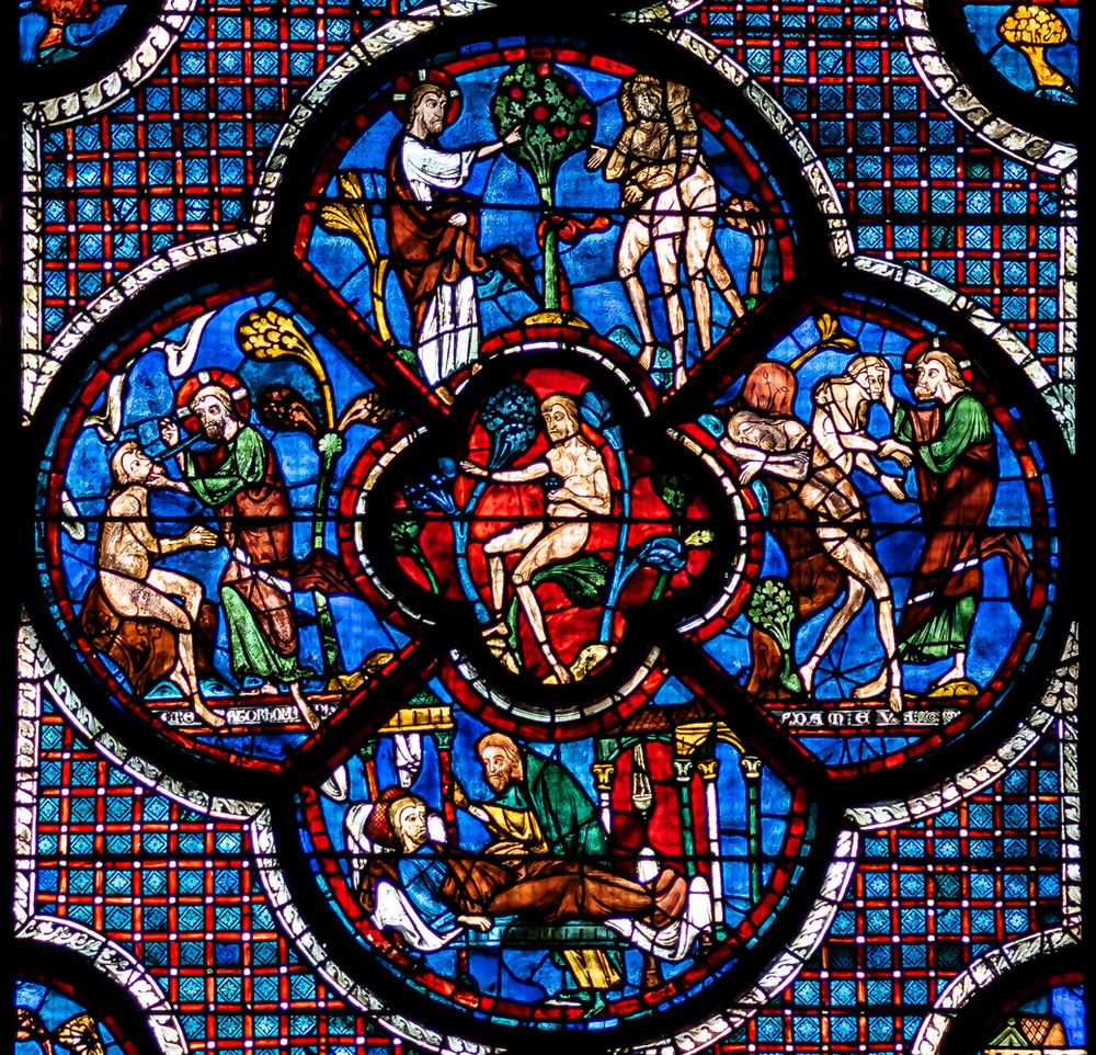 Creation and Expulsion of Adam & Eve in the Stained Glass of Chartres ...