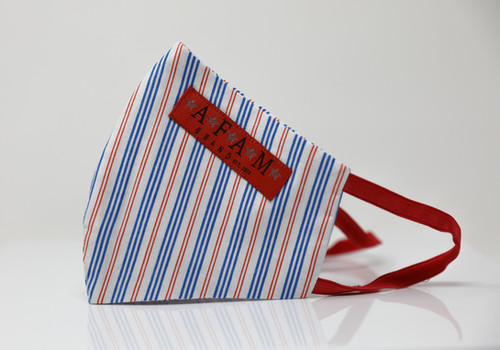 AFAM BRAND COTTON FACE MASK (Red, White & Blue striped/ Round Style ...
