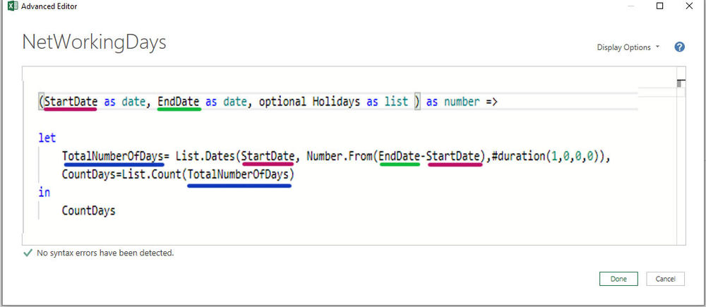 Calculate Net Working Days Using Power Query.