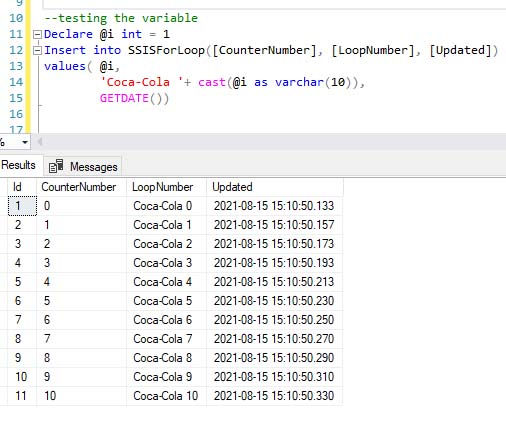 For Loop Container in SSIS
