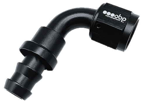 90 Degree Push Lock Fuel Hose End Fitting Black | obpmotorsport